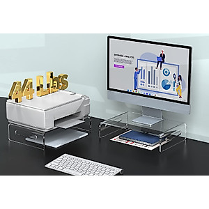 Zimilar 2 Pack Monitor Stand Riser, Acrylic Monitor Stand for Computer, Laptop, Printer, Notebook, Premium Clear Laptop Stand Acrylic Monitor Riser for Home Office, Monitor Stands for 2 Monitors