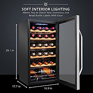 Ivation 24 Bottle Compressor Wine Cooler Refrigerator w/Lock | Large Freestanding Wine Cellar For Red, White, Champagne or Sparkling Wine | 41f-64f Digital Temperature Control Fridge Stainless Steel