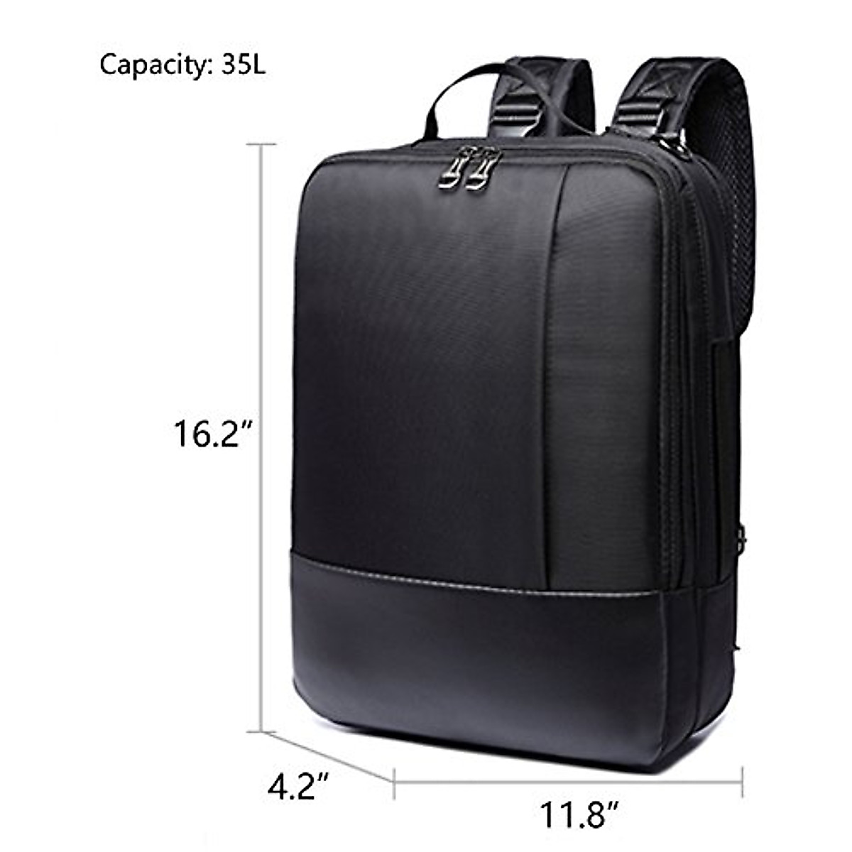 ZIXER Convertible Slim Professional Backpack Briefcase 3 in 1 Water Resistant Multifunctional Business Professional and College School Student Backpack Daypack Fits 15.6'' Laptop and Tablet (Black)