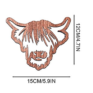 1 Pc Wooden Highland Cow Table Mats, Hollow Out Cup Coaster Hot Pads Dish Mat Non-Slip Coaster for Bar Club Home Decorations