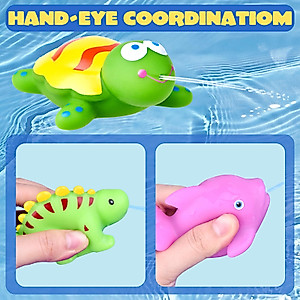 FUN LITTLE TOYS 24 Pcs Bath Toys for Toddlers, Sea Animals & Cars Squirter Bath Toys, No Mold Bathtub Toys with Storage Bag , Baby Bath Toys for Pool, Toddler Bath Toys for Kids Party Favors Age1-3