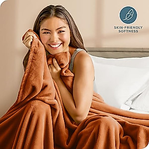 Bare Home Fleece Blanket - King - Sienna - Lightweight Throw for Bed, Sofa, Couch, Movie Night, Camping, and Travel - Microplush - Ultra Soft Warm Blanket (King, Sienna)