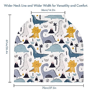 YIVEKO Stretchy Baby Car Seat Cover for Boys Girls, Nursing Covers for Breastfeeding, Shopping Cart/High Chair/Stroller Covers, Baby Car Seat Canopy, Breastfeeding Cover-Dinosaur