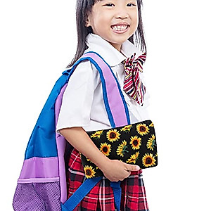 MAGEFY Sunflower Makeup Bag for Women, Portable Travel Cosmetic Bag with Black Zipper Pouch Waterproof Makeup Pouch Multifunctional Small Bag for Women (1 pack, sunflower 0173)