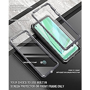Poetic Guardian Case Designed for Oneplus 9 Pro 5G, Built-in Screen Protector Work with Fingerprint ID, Full Body Hybrid Shockproof Bumper Cover Case, Black/Clear