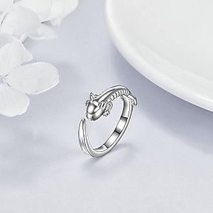 YAFEINI Axolotl Rings 925 Sterling Silver Axolotl Statement Rings Animal Jewelry Gifts for Women