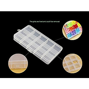 JESEP YONG 8 packs Plastic Organizer Box 15 Grids Clear Storage Container Jewelry Case with Fixed Dividers for Beads Art DIY Crafts Jewelry Fishing Tackles (8pcs 15 Grids Box)