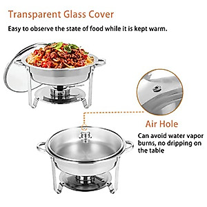 Naviocean Chafing Dish Buffet Set Chafers and Buffet Food Warmers for Parties 5 QT Round Chafing Servers Dish with Glass Cover Food Catering Chafers for Catering Event Buffet Banquet (2 Packs)