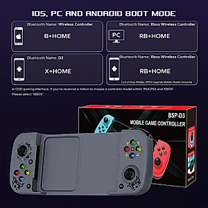 Megadream Mobile Game Controller Gamepad for iPhone iOS Android PC: Works with iPhone 16/15/14/13/12/11, iPad, Samsung Galaxy, TCL, Tablet, Call of Duty, Black Desert Mobile - Directly Play (Grey)