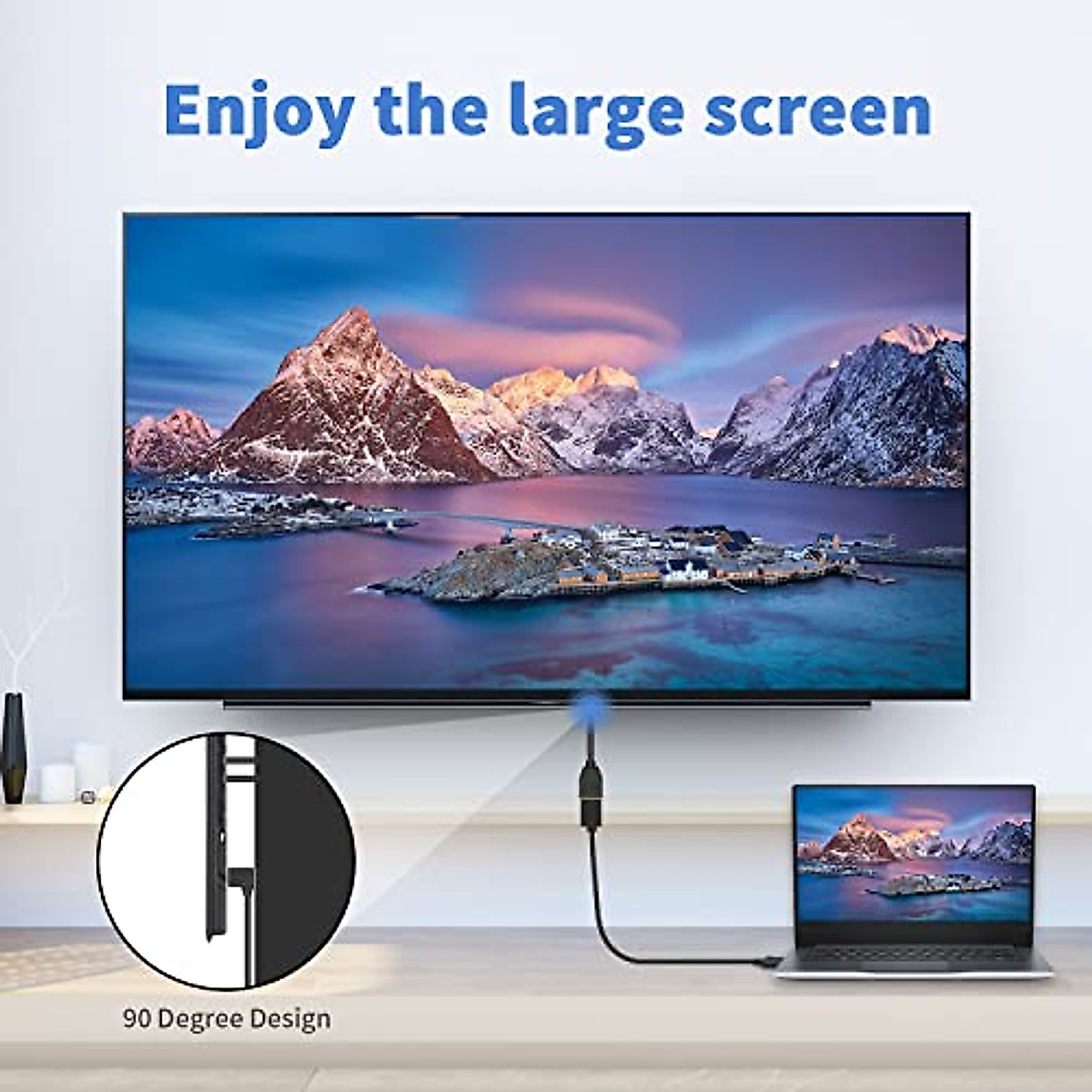 Poyiccot Right Angle Displayport 1.4 Cable, 90 Degree Displayport Extension Cable (8K/60Hz, 4k/144Hz), Short Displayport Male to Female DP 1.4 Cable Cord, Display Port 32.4Gbps for PC, Laptop, 15cm