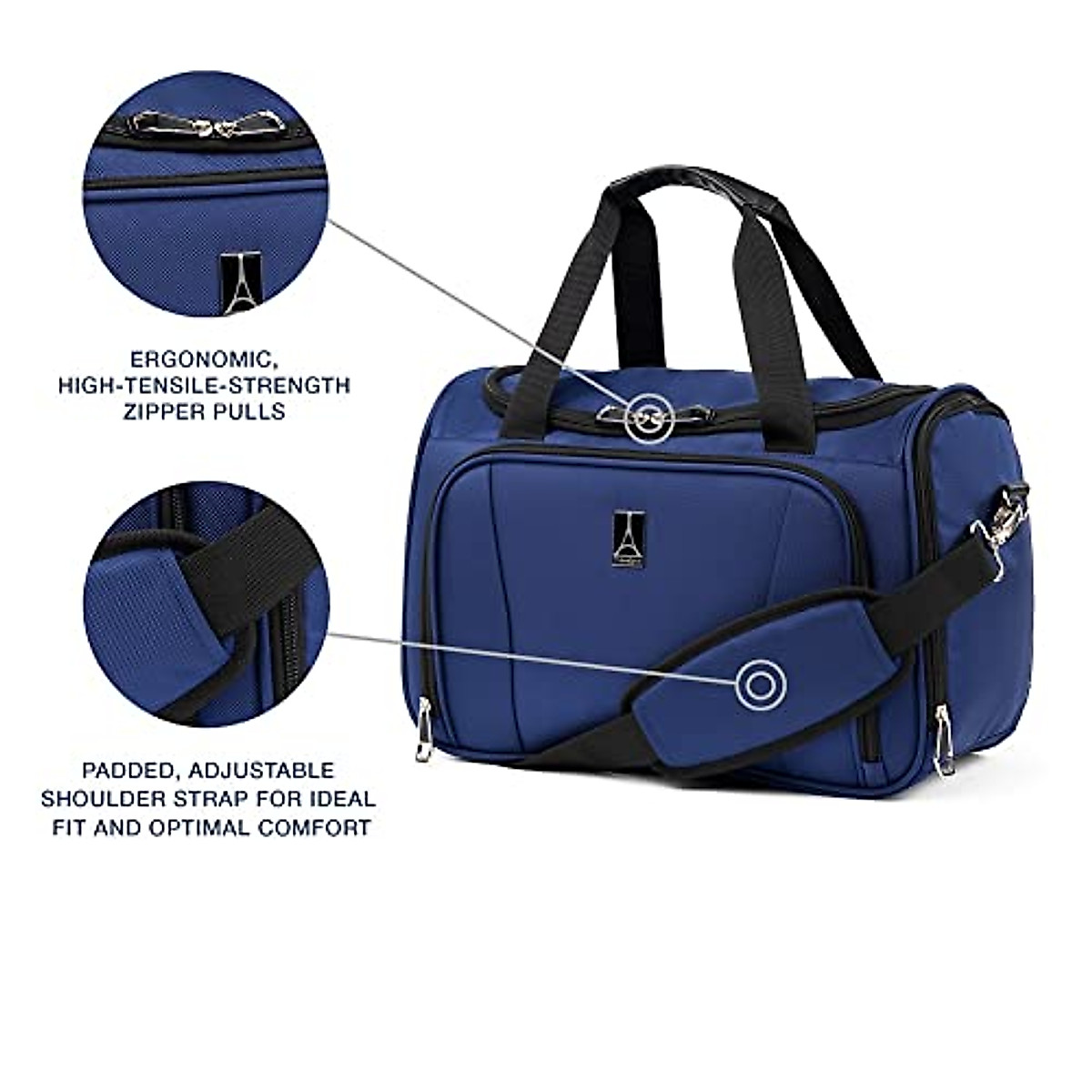 Travelpro Runway 2-piece Luggage Set, Carry on Softside Expandable 4-Wheel Spinner Suitcase & Carry on UnderSeat Luggage Soft Tote Bag, Men and Women, Blue