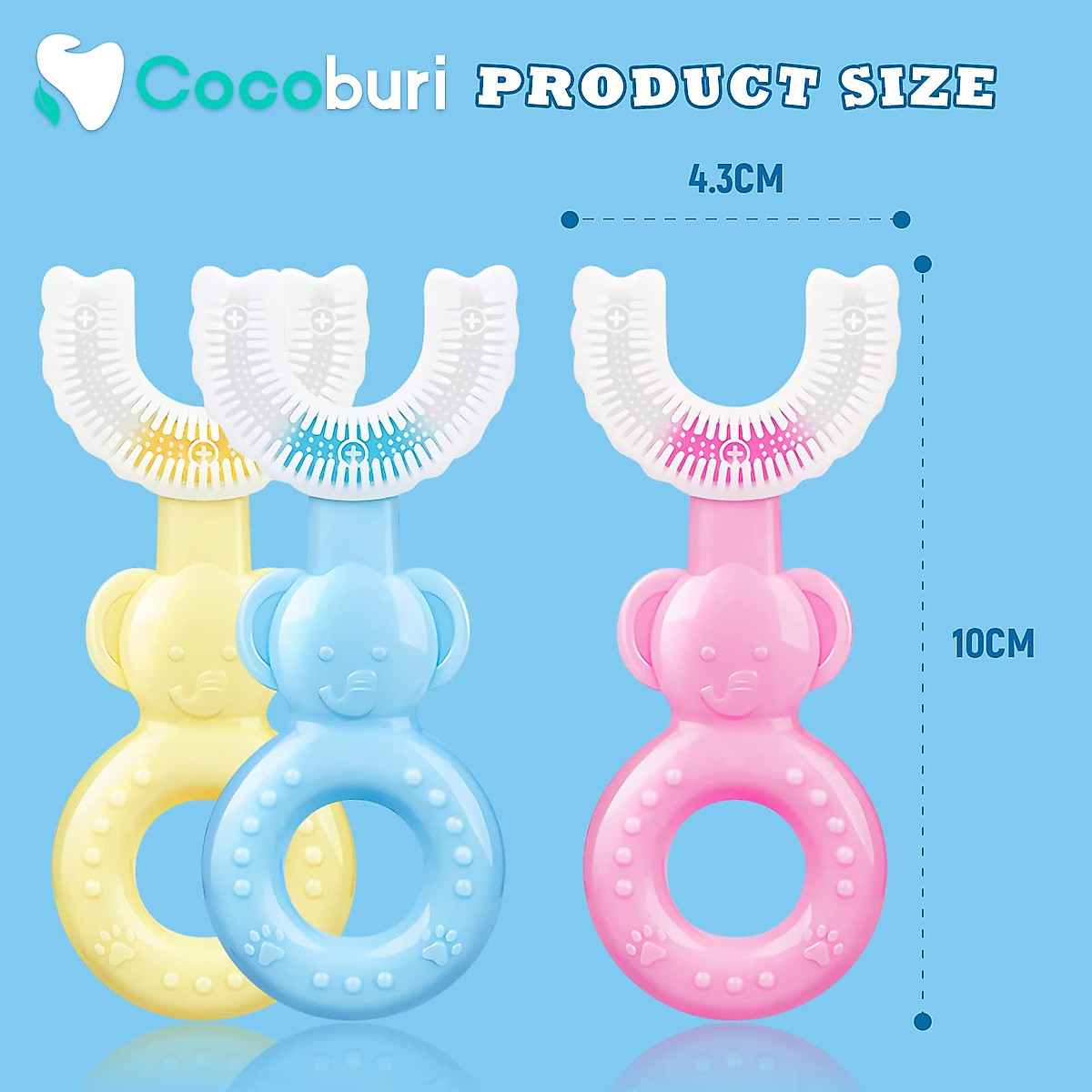 COCOBURI Kids U-Shaped Toothbrush Manual Training Tooth Brush Silicone Soft Head Toothbrush 360 ° Oral Cleaning Toothbrush(Pink)