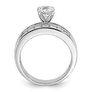 925 Sterling Silver Cubic Zirconia CZ Engagement Ring Wedding Band 2-piece Bridal Jewelry Set Size 6