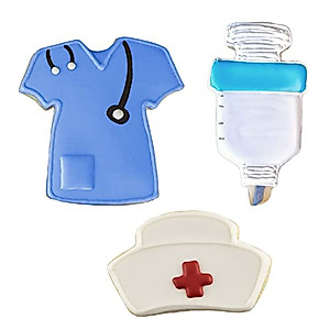 Nurse Cookie Cutters 3-Pc. Set Made in the USA by Ann Clark, Nurse Cap, Scrubs, Syringe