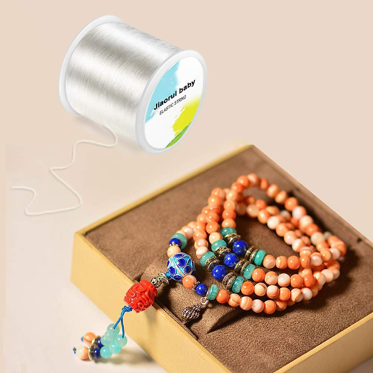 320 FT Jewelry Cord, Elastic Bracelet Rope Crystal Beading Cords, Transparent and Shiny Elastic Beaded Line, Can Easily Pass Through Beaded Jewelry, Suitable for DIY Jewelry Making, Bracelet Making
