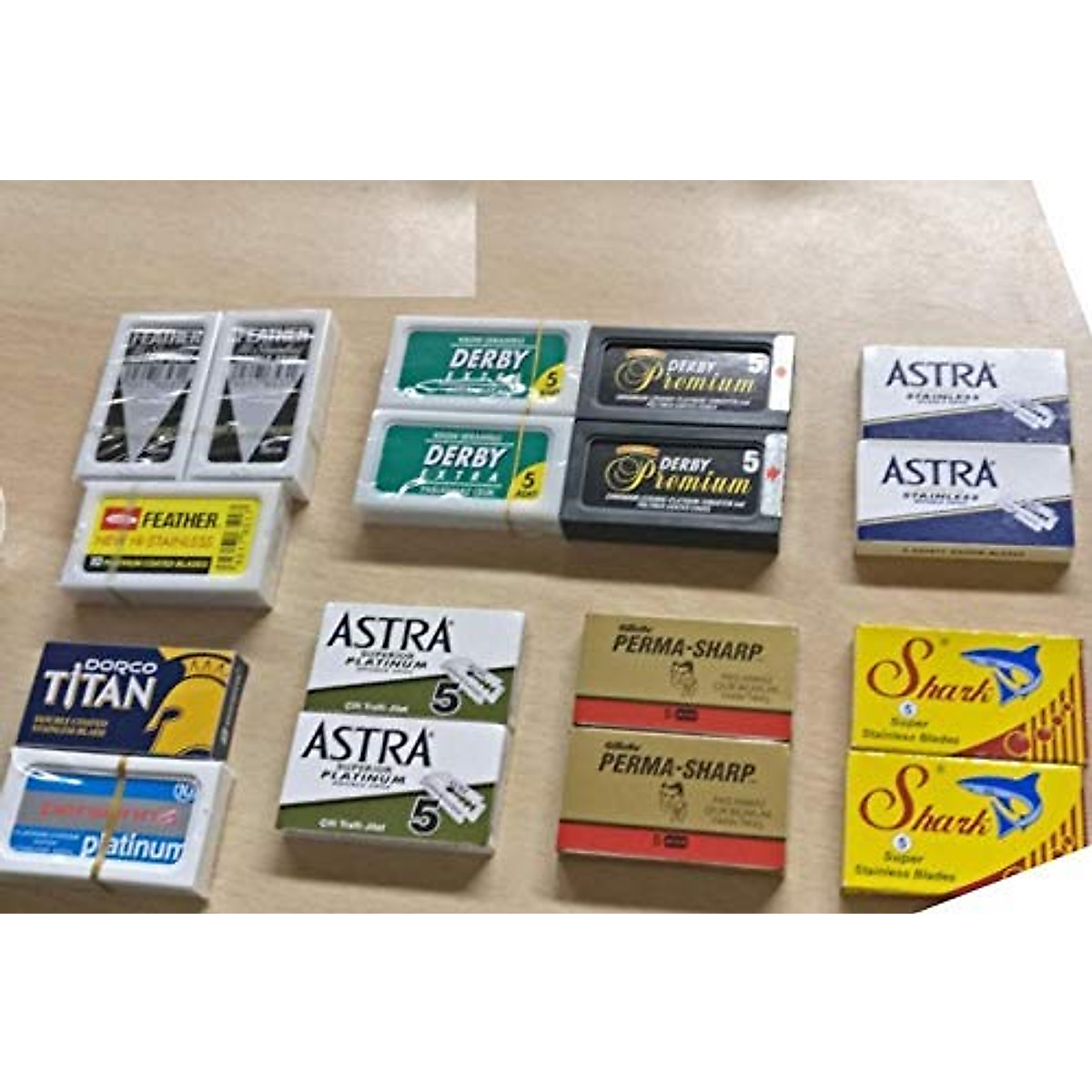 NEW 100 Shaving Safety Razor Double Edge Blades of 10 Top Brands - Feather ASTRA PERSONNA.Sampler Pack