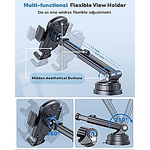 Comboproof Car Phone Holder Mount, Adjustable Car Phone Mount for Car Truck, 360 Degree Rotation Phone Mount for Windshield, Universal Dashboard Phone Holder for Cell Phone