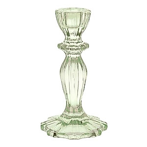Talking Tables Green Glass Candlestick Holder Taper Candle Stand for Indoor or Outdoor Dining, Elegant Dinner Party Decorations, Birthday, Garden, Wedding, Christmas, Home Décor Large