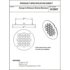 Artiwell 4-1/4” OD Snap-in Shower Drain Cover, Round Shower Drain Strainer Grid, Replacement Cover, Designed for Long-Lasting(Chrome Plated)