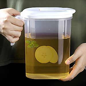 ZENFUN Set of 4 Plastic Water Pitchers with Spout, 60 OZ/1.8 Quart Fridge Door Water Jugs with Flip Top Lid, Leak-Proof Juice Pitcher Beverage Container for Iced Tea, Lemonade, Refrigerator, BPA-free