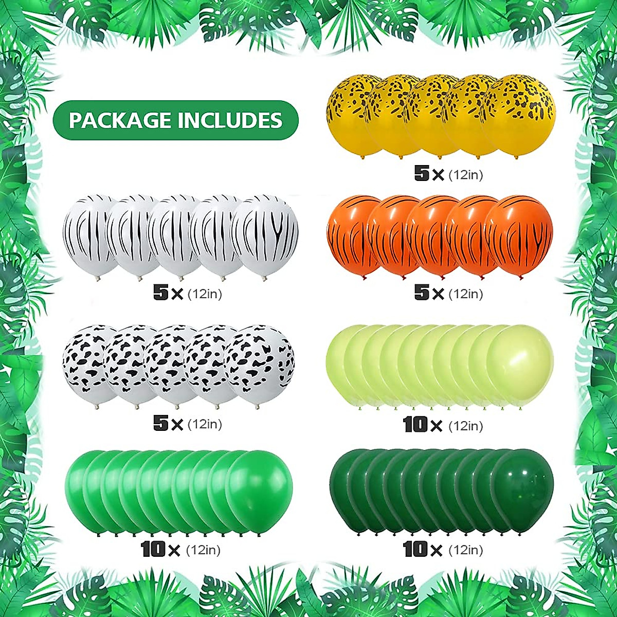 Safari Birthday Decorations, 58PC Wild Jungle Theme Party Supply Animal Balloon Garland Kit Baby Shower Decor for Boy with Monkey Tiger Lion Zebra Reusable Balloon Happy Birthday Banner Tablecloth