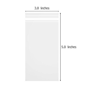 Sannigora 200pcs 3x5 Small Clear Resealable Adhesive Cello/Cellophane Treat Bags - Self Sealing OPP Plastic Bag Great for Bakery Candy Cookies Birthday Party Favors and More