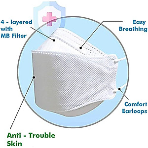 HEALT 50 Pack Adults KF_94 Protective Face_Masks with 4D Designs, Breathable 4 Ply Disposable FaceMask with Nose Wire for Women Men (Mix Color #24)