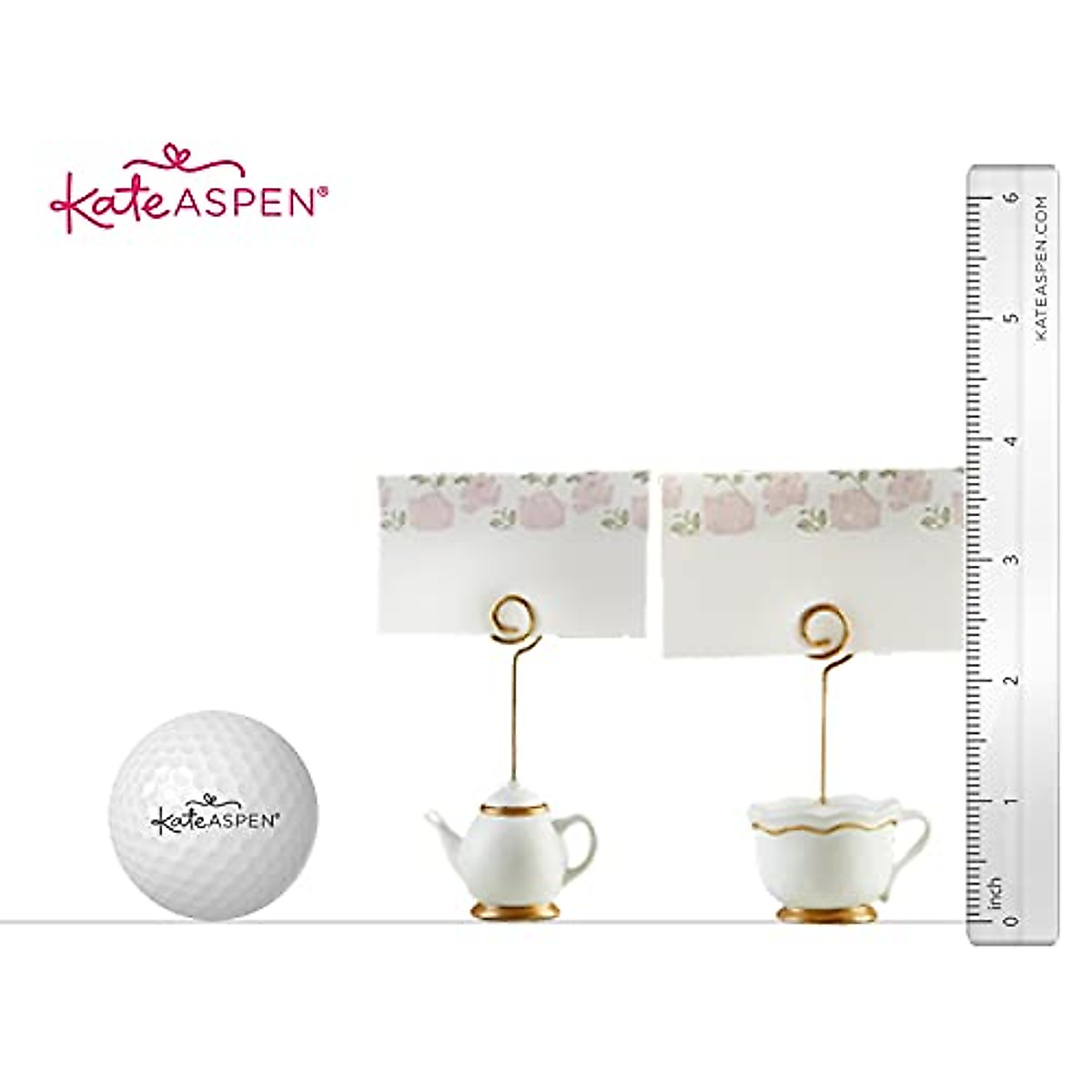 Kate Aspen, Place Card Holders, Tea Time Whimsy, Teapot and Teacup, Place Cards Included, Set of 6,Pink