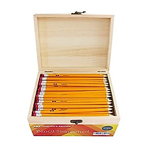 S & E TEACHER'S EDITION Pre-sharpened pencils 220Pcs, Pencils Sharpened with eraser top, 2 HB pencil, Come with The Wooden Box Worth $8.99, 220/Box.