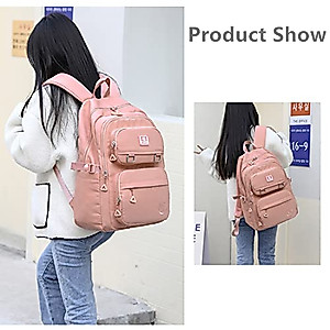 BEFUNIRISE Backpack for School Girls Bookbag Cute Bag College Middle High Elementary 18 Inch School Backpack for Teen Girls (#1Pink, Large)