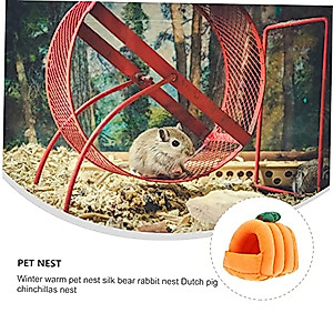 LIFKICH 1pc Hideout Cage Ferret Sugar Hedgehog Winter Accessory Hamster Mini Toy Nest Rat Animal Glider Pet Supple Mice Hut Plush Small Chinchilla House Guinea Habitat Squirrel Orange