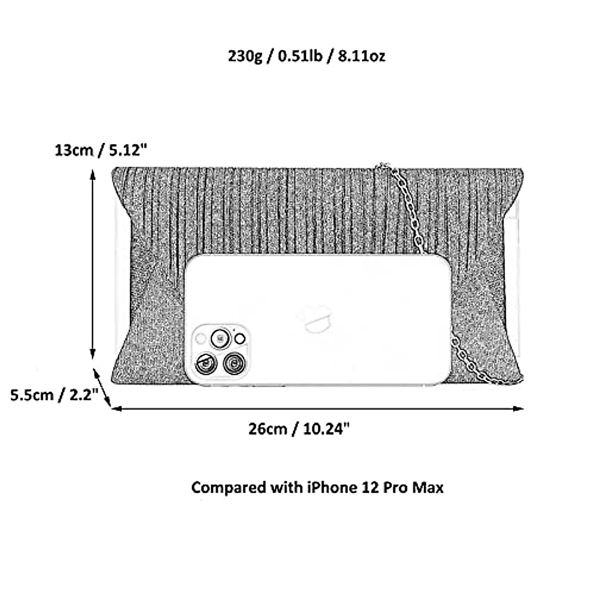 Miss Chow Women's Large Shiny Envelop Evening Bag Clutch Purse Cross Bag Wedding Party Prom Handbag with Chain Strap Silver