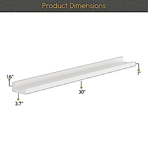 You Have Space Lagos Floating Bookshelf for Kids Room Decor, Picture Ledge Shelf for Living Room, Office, Kitchen, Bathroom, 30" White Wall Shelf Set of 2