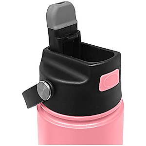 Hydraflow Hybrid Kids Water Bottle with Flip Straw Lid and Boot - Triple Wall Vacuum Insulated Water Bottle (14oz, Rouge Pink) Stainless Steel Metal Thermos, Reusable Leak Proof BPA-FREE