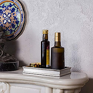 Decorative Hand Towels and Hand Towel Metal Tray for Guest Bathroom, Corporate Bathroom, Hotel Bathroom - Silver Brocade Pattern Paper Towels for Guest with Silver Metal Vanity Tray