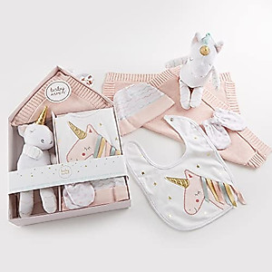 Baby Aspen Simply Enchanted Unicorn 5-Piece Welcome Home Gift Set, Light & Dark Pink/White/Aqua/Gold