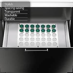 moonoom Coffee Pod Drawer Organizer,K cup Drawer Organizer, Acrylic Coffee Pod Holder,Coffee Pods Tray Drawer Insert for Office,Home or Kitchen (35 Holes)