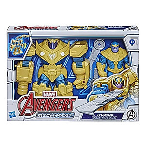 Avengers Hasbro Marvel Mech Strike 9-inch Action Figure Toy Infinity Mech Suit Thanos and Blade Weapon Accessory, for Kids Ages 4 and Up