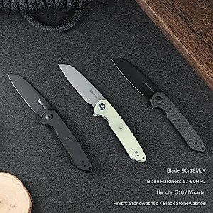 SENCUT Kyril Pocket Folding Knife for EDC, Design by Ferrum Forge Knife Works, Liner Lock Small Knife with Clip, Black Stonewashed Blade with Micarta Handle Everyday Carry Knife for Men Women, Lightweight for Indoor Outdoor Gift S22001
