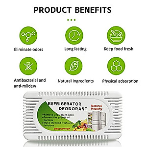 Refrigerator Deodorizer(4 pack), Fridge and Freezer Odor Eliminator, Activated Carbon Smell Remover and Moisture Absorber