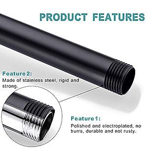 BESTILL 12 Inch Ceiling Mount Shower Arm and Flange, Matte Black