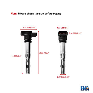 ENA Set of 4 Ignition Coil Pack 2005 2006 2007 2008 2009 2010 2011 2012 Compatible with Volkswagen VW Jetta Rabbit Beetle Passat Golf Tiguan A3 A4 A5 A6 Q5 TT 2.5L L5 Coils for 07K905715A UF575