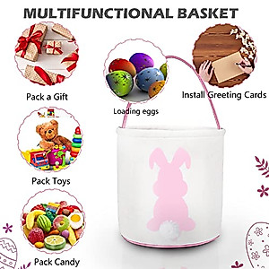 Easter Basket for Boys Girls Kids Baby, Easter Bunny Basket for Children, Easter Gifts for Baby, Easter Bucket for Boys Girls Kids, Easter Decorations Basket for Eggs Candy and Gifts Carry (Pink)