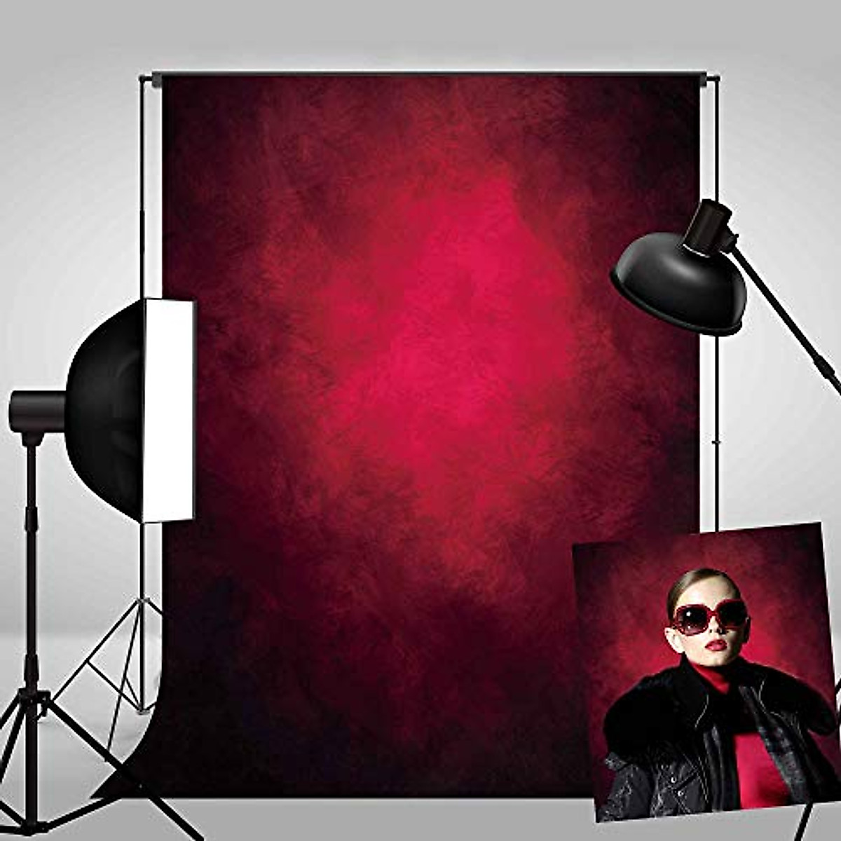 Haboke 5X7ft Durable Soft Fabric Abstract Red Portrait Photography Backdrops for Photo Shoot Studio Booth Props