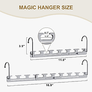 Cycleacc Magic Space Saving Hangers, Retractable Closet Hangers with 9 Holes, Multi Hangers Space Saving, Space Saving Hanger for Clothes, Closet Organizers Storage, Dorm Room Essentials (5 Pack)