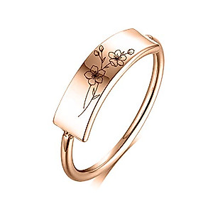 PELOVNY Personalized 12 Months Birth Flowers Ring for Women Sterling Silver Flowers Statement Signet Rings Custom Jewelry Birthday Gift for Women Sister Mother Daughter