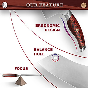 Meat Cleaver, GRANDKKNIFE Cleaver Knife High Carbon Stainless Steel Chef Knife Multipurpose Vegetable Knife for Kitchen and Restaurant