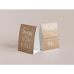 Your Main Event Prints Bridal Shower Games – Kraft Minimalist Style (How Many Kisses Game), Includes 1 5x7 Stand and 50 Guessing Cards