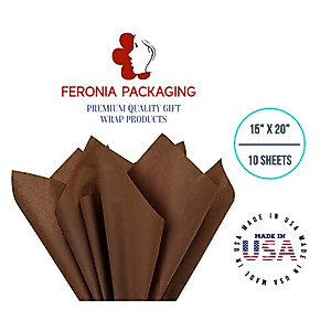 Chocolate Tissue Paper Squares, Bulk 10 Sheets, Premium Gift Wrap and Art Supplies for Birthdays, Holidays, or Presents by Feronia packaging, Large 15 Inch x 20 Inch Made in USA