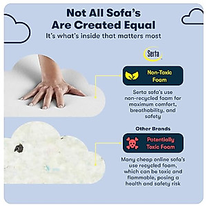 Serta Palisades 78" Track Arm Sofa, Easy Care Polyester, Soft Pillow Back, Pocket Coil Seat Cushions, Removable Covers, Loveseat or Couch for Small Spaces, Living Rooms or Bedrooms, Navy Blue